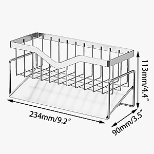Kitchen Sink Caddy Sponge Holder for Kitchen Sink, Quick Draining, SUS 304 Stainless Steel Sponge Organizer, Basket for Cleaning and Scrub Tool, Kitchen Sink Brush Caddy Holder