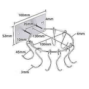 YURINJEE Utensil Racks Wall Mounted for Hanging Hanging Knives, Spoon, Pot and Pan on Kitchen or Coat, Rod Hooks Mugs Space-Saving Kitchen Rack Wall Organizer with 8 Removable Hooks