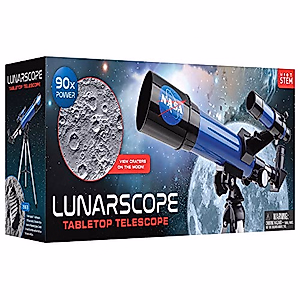 NASA Lunar Telescope for Kids – Capable of 90x Magnification, Includes Two Eyepieces, Tabletop Tripod, Finder Scope, and Full-Color Learning Guide, The Perfect STEM Gift for a Young Astronomer