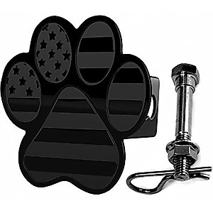 Dog Paw Foot Metal Hitch Cover with Anti-Rattle Pin Bolt (Fits 2" Receiver, Black)