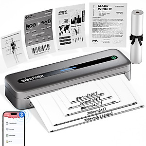 Portable Printer Wireless for Travel and Home Office - Upgarde Inkless Portable Printer with Inner Paper Bin, Thermal Portable Printer Compact Printer Support US Letter and Multiple Sizes