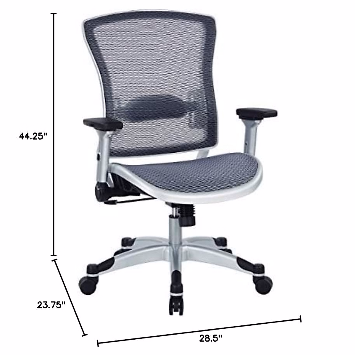 Space Seating 317 Series Executive Light Air Grid Office Chair with Breathable Mesh Back, Lumbar Support, 2-to-1 Synchro Tilt Control and Adjustable Tension, Platinum Finish