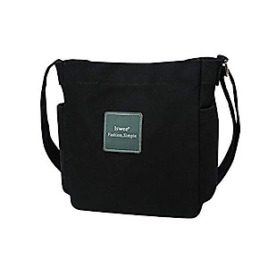 Iswee Women’s Canvas Shoulder Bag Small Hobo Purse and Handbag Crossbody Bag Messenger Bags (Black)