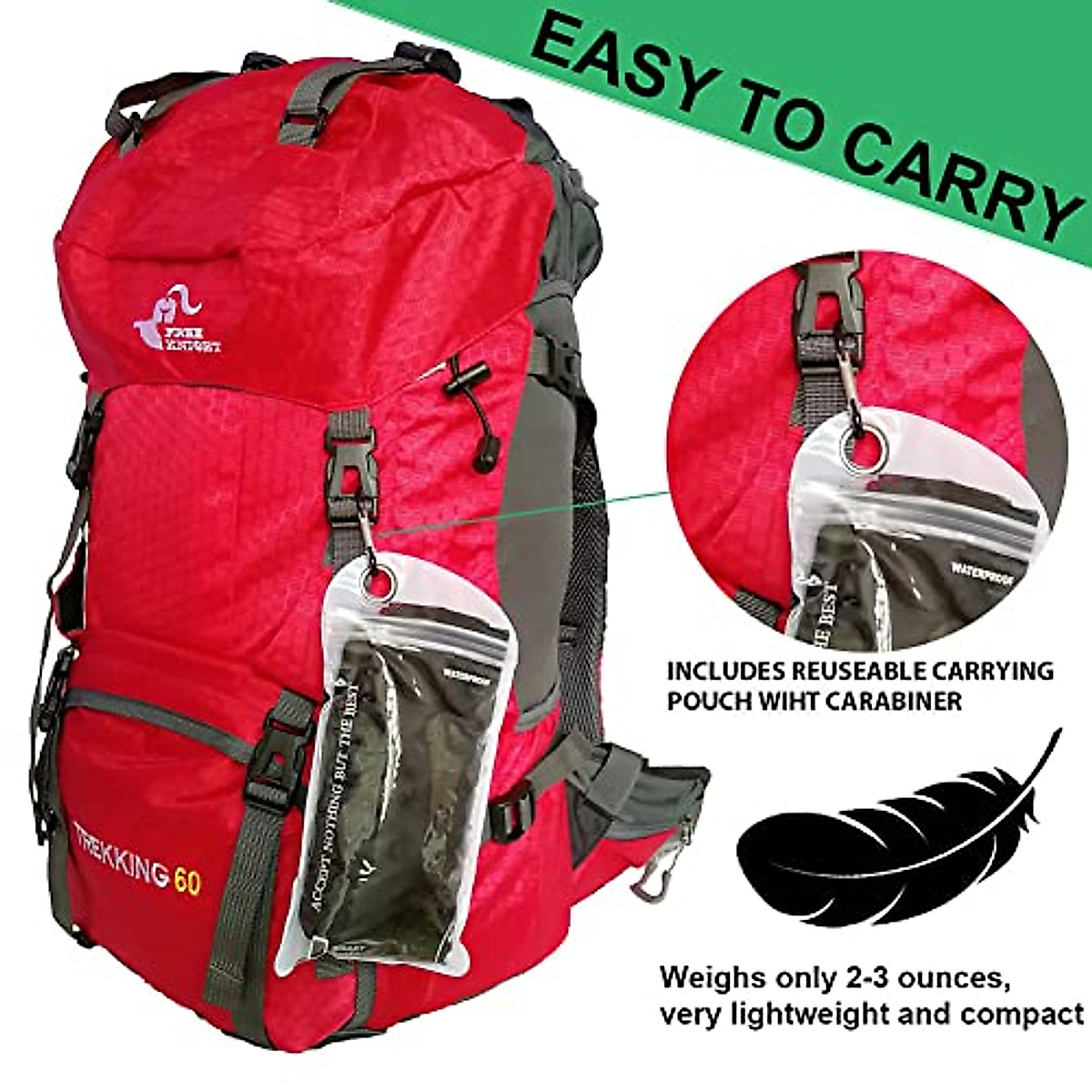 Evotopf Waterproof Backpack Rain Cover with Adjustable Anti Slip Buckle Strap & Sliver Coating Reinforced Inner Layer for Camping, Hiking, Traveling, Hunting, Biking and More, 30-40L(Black)