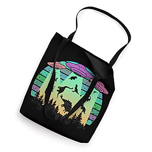 Funny UFO Alien Abduction Dinosaur Retro Aesthetic Camping Tote Bag