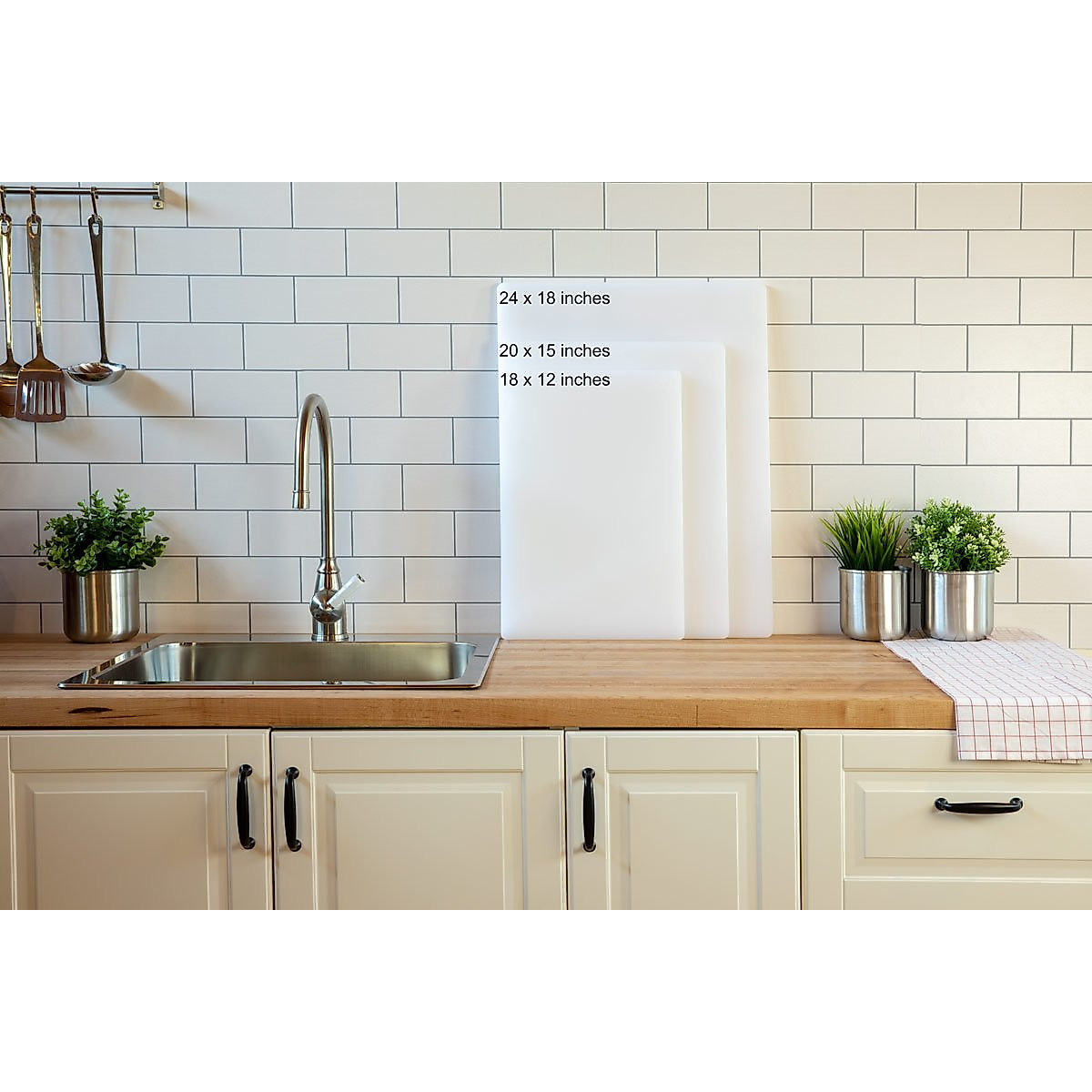 Thirteen Chefs Large Cutting Boards for Kitchen - 18" x 12" x .5" Professional HDPE Plastic Chopping Board for Carving, Dicing, Mashing and More - Commercial Grade & Dishwasher Safe, White