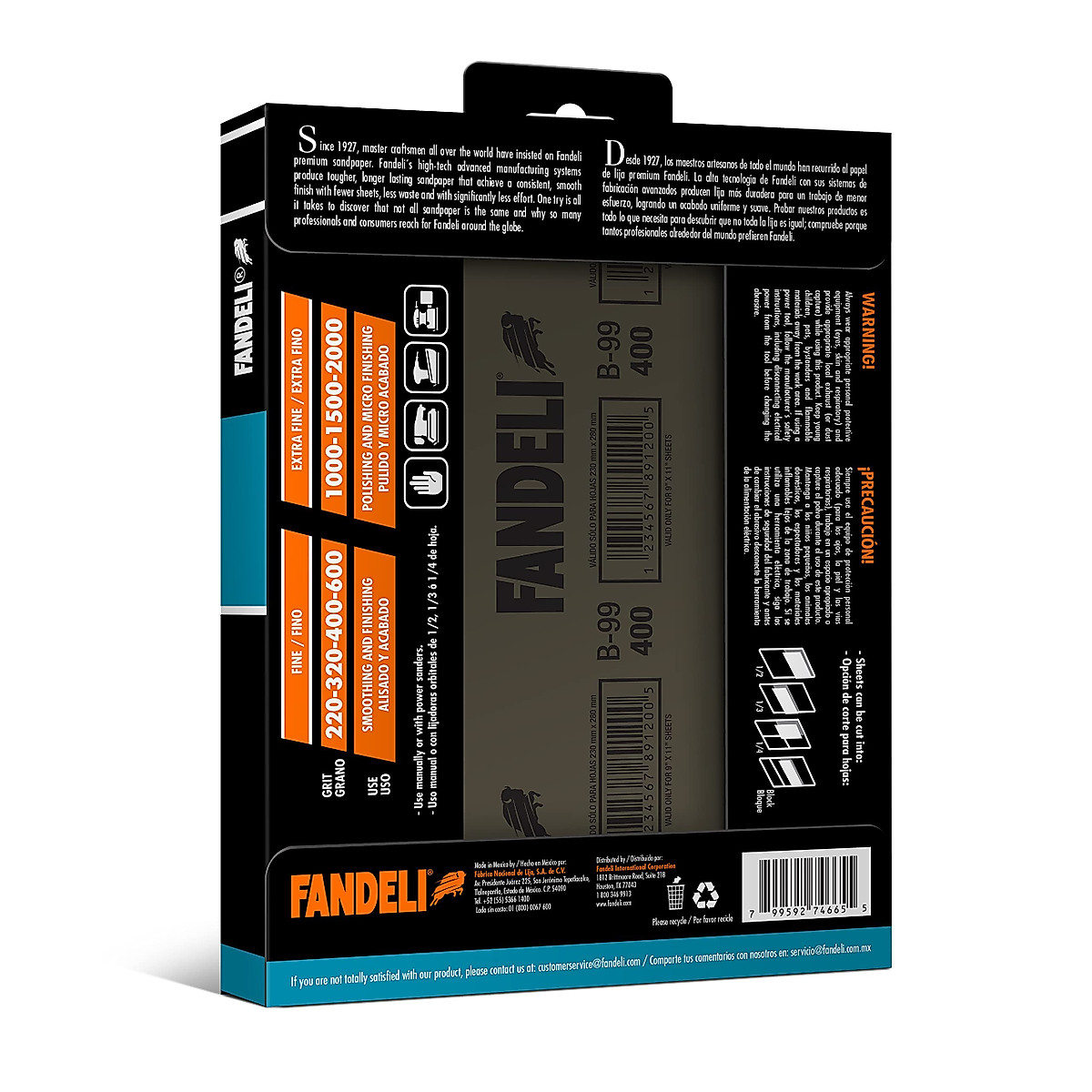 Fandeli | Waterproof Sandpaper | 2000 Grit | 25 Sheets 9'' x 11'' | For Car Polishing, Wooden Furniture Sanding and Metal Sanding | Water Resistant