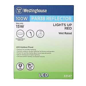 Westinghouse 3314700 100-Watt Equivalent PAR38 Flood Red Outdoor Weatherproof LED Light Bulb with Medium Base, 1 Count (Pack of 1)
