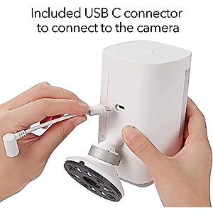 Wasserstein Solar Panel Compatible with Ring Spotlight Cam Plus/Pro/Battery, and Ring Stick Up Cam Battery - Includes Barrel Plug with USB C Adapter - 2W 5V Charging (2 Pack, White)