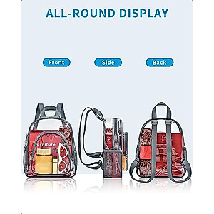 Lyingflat Clear Backpack Stadium Approved, Small Clear Backpack with Reinforced Shoulder Straps, Clear Bag Stadium Approved for Concert Sport Event Festival Work Travel -Grey
