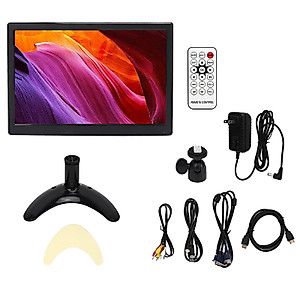 Acouto 12 Inch TFT LCD Monitor 16:10 1280x800 720P 1080P VGA HD Multimedia AV BNC USB DC Input Portable HD Color Display with Speaker Remote Control 100‑240V