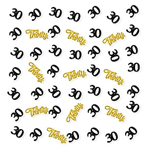 Set of 100 Happy 30th Birthday Confetti, Gold Glitter Thirty Paper Scatter, 30th Birthday Party Decorations, 30 Smash Cake Decor, Happy 20th Anniversary Party Decor