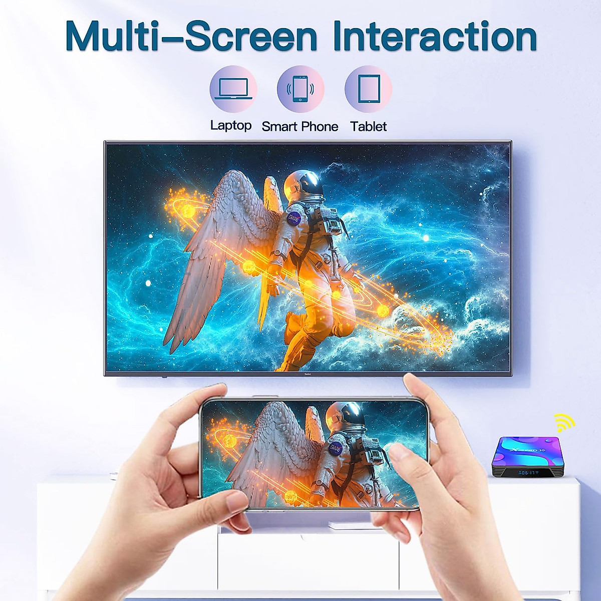 Android TV Box 11.0, Android Box Quad Core RK3318 CPU 2GB 16GB Supports 2.4G+5G Dual Wi-Fi/ 100M Ethernet/ BT 4.0/ USB 3.0/3D 4K Ultra HD H.265 Decoding Smart TV Box Android Media Player