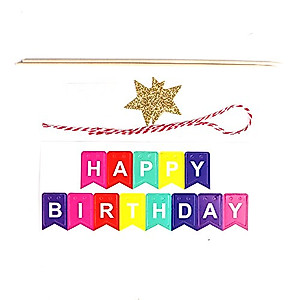 Sunny ZX Mini Happy Birthday Cake Bunting Banner Cake Topper Garland - Handmade Pennant Flags 2nd Baby Boy Birthday Party Cake Decoration Supplies