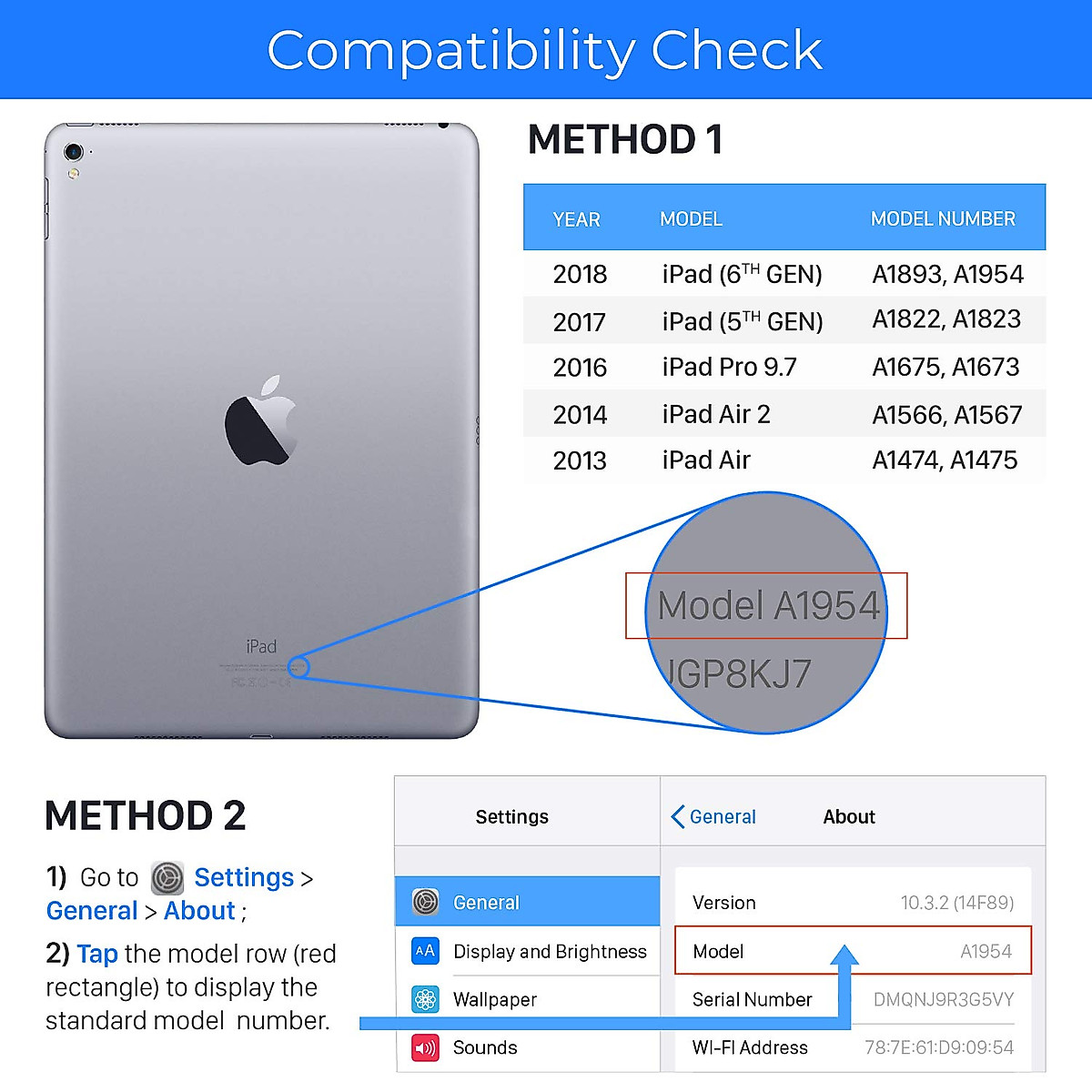 iPad Keyboard Case for iPad 2018 (6th Gen) - iPad 2017 (5th Gen) - iPad Pro 9.7 - iPad Air 2 & 1 - Thin & Light - 360 Rotatable - Wireless/BT - Backlit 10 Color - iPad Case with Keyboard (Black)