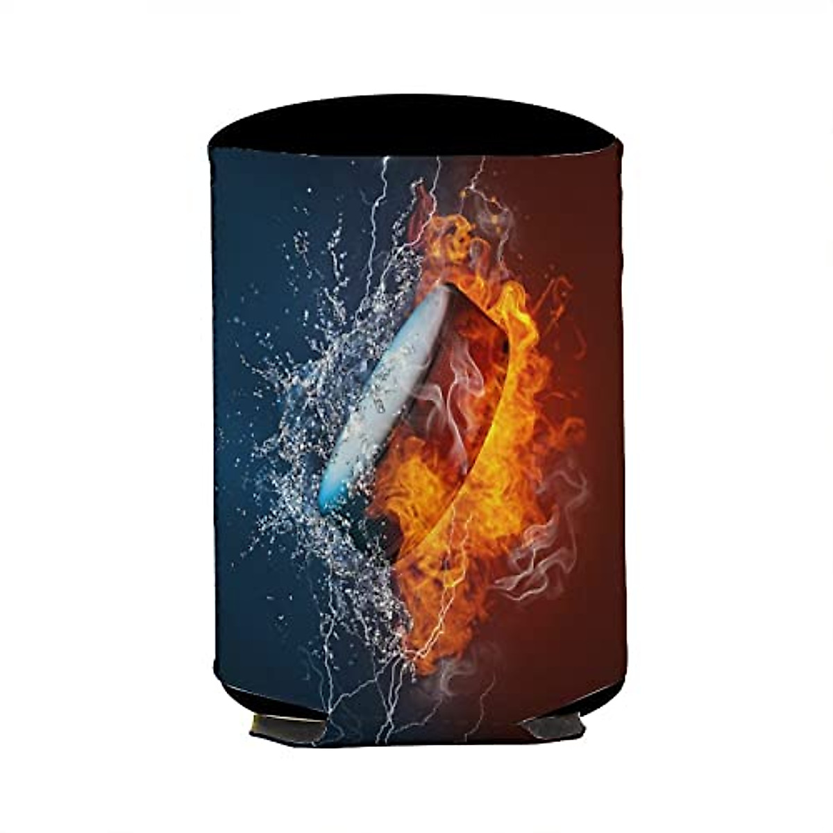 Can Cooler Sleeves Coozies for Cans And Bottles Insulators Ice Hockey Fire Water Print PVC Elastic Reusable