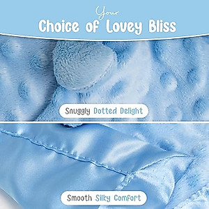 Personalized Baby Lovey with Custom Name - Soft and Snuggly Baby Security Blanket - Blue Teddy Bear Stuffed Animal Security Blankets for Babies 11" - Personalized Baby Gifts for Girl and Boy