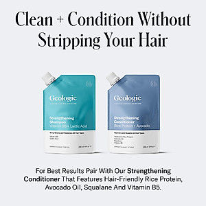 Geologie Strengthening Shampoo | Vitamin B5 + Lactic Acid Custom Control Haircare | 8 fl oz