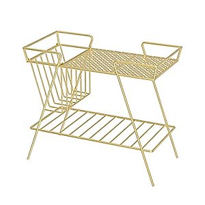 LiLi_Shop Magazine Newspaper Baskets Magazine Rack Newspaper Magazine Storage Rack Magazine Rack Storage Rack Children Home Wrought Iron Bookcase Bedroom Shelf (Color : Gold, Size : 6253.531.5cm)