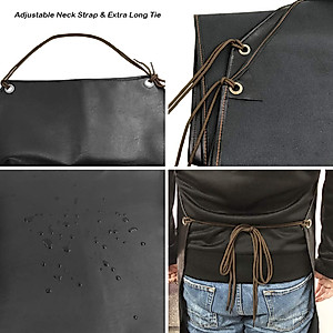 Heavy Duty PU Apron & Latex Gloves, DaKuan Waterproof Resist Strong Acid, Alkali and Oil Apron & Gloves Best for Staying Dry When Dishwashing, Lab Work, Butcher