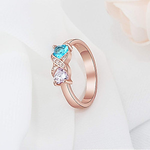 FenFang Mom Ring Personalized Mother Rings for Women with 2 Birthstones Infinity Promise Rings Custom 2 Name Rings Mothers Day Rings Mom Jewelry