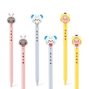 Cute Kawaii Animal Press Shape Gel Ink Pens school office supplies for girls Stationery novelty pens for kids stationary (6Pcs)