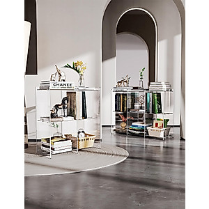 solaround Acrylic Bookshelf Bookcase, Storage Organizer for Bathroom, Clear Storage Shelf Freestanding