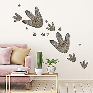 Gersoniel 66 Pcs Dinosaur Decor Footprints Floor Decals Peel and Stick Track Stickers Removable Tracks Wall Vinyl Decal for Baby Nursery Bedroom Home, 3 Sizes