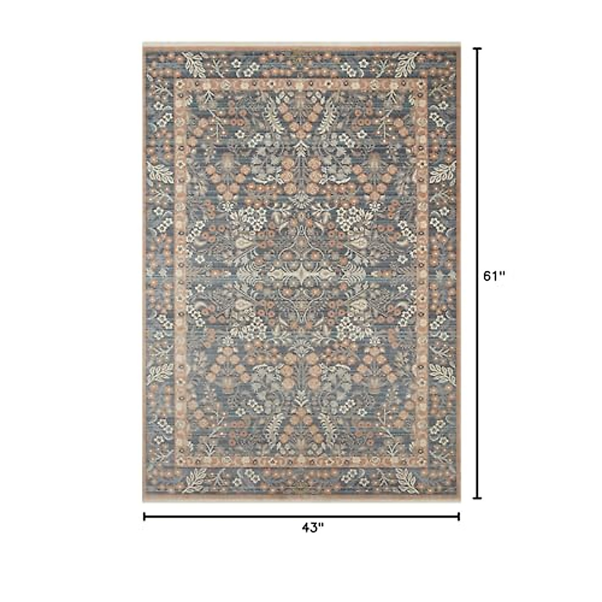 Loloi Rifle Paper Co Holland Navy 3'-7" x 5'-1" Accent Rug