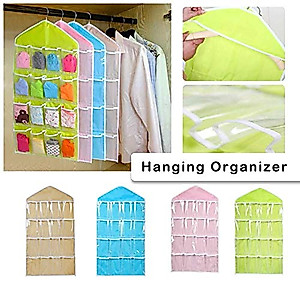 HTDBKDBK Wall Hanging Storage Bag,16Pockets Bag Socks Bra Underwear Rack Hanger Organizer, Beige, One Size