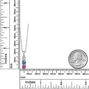 Gem Stone King 925 Sterling Silver Build Your Own Personalized Round 3 Birthstones with Diamond Fashion Pendant Necklace For Women with 18 Inch Silver Chain