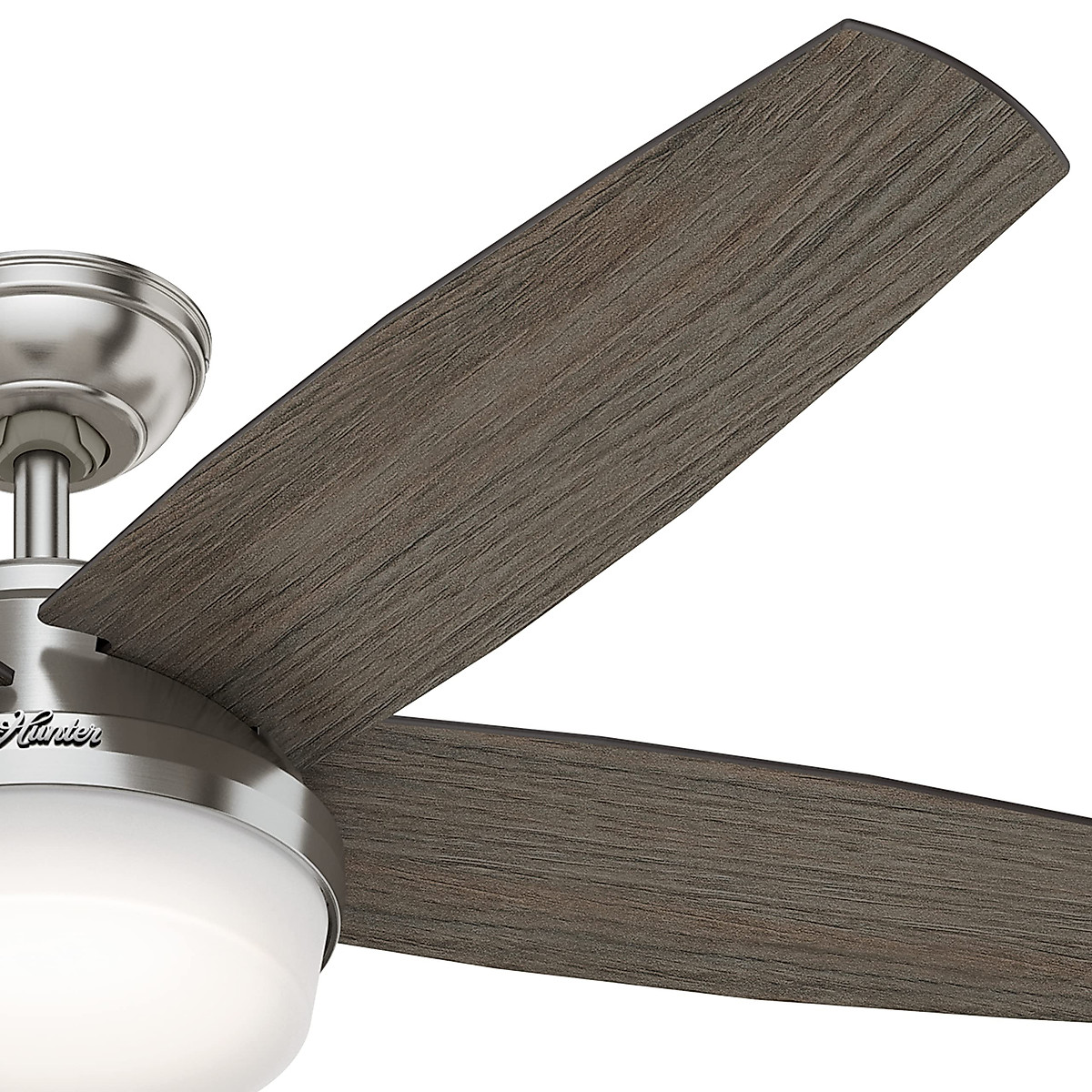 Hunter Fan 52 inch Contemporary Brushed Nickel Indoor Ceiling Fan with Light Kit and Remote Control (Renewed)