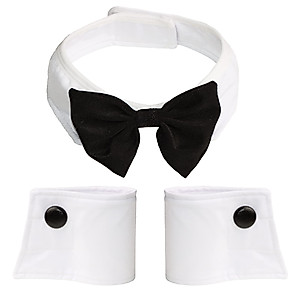 Feacole Bunny Costume Set - Rabbit Ears Headband, Bow Tie, Cuff and Tail Accessories Kit