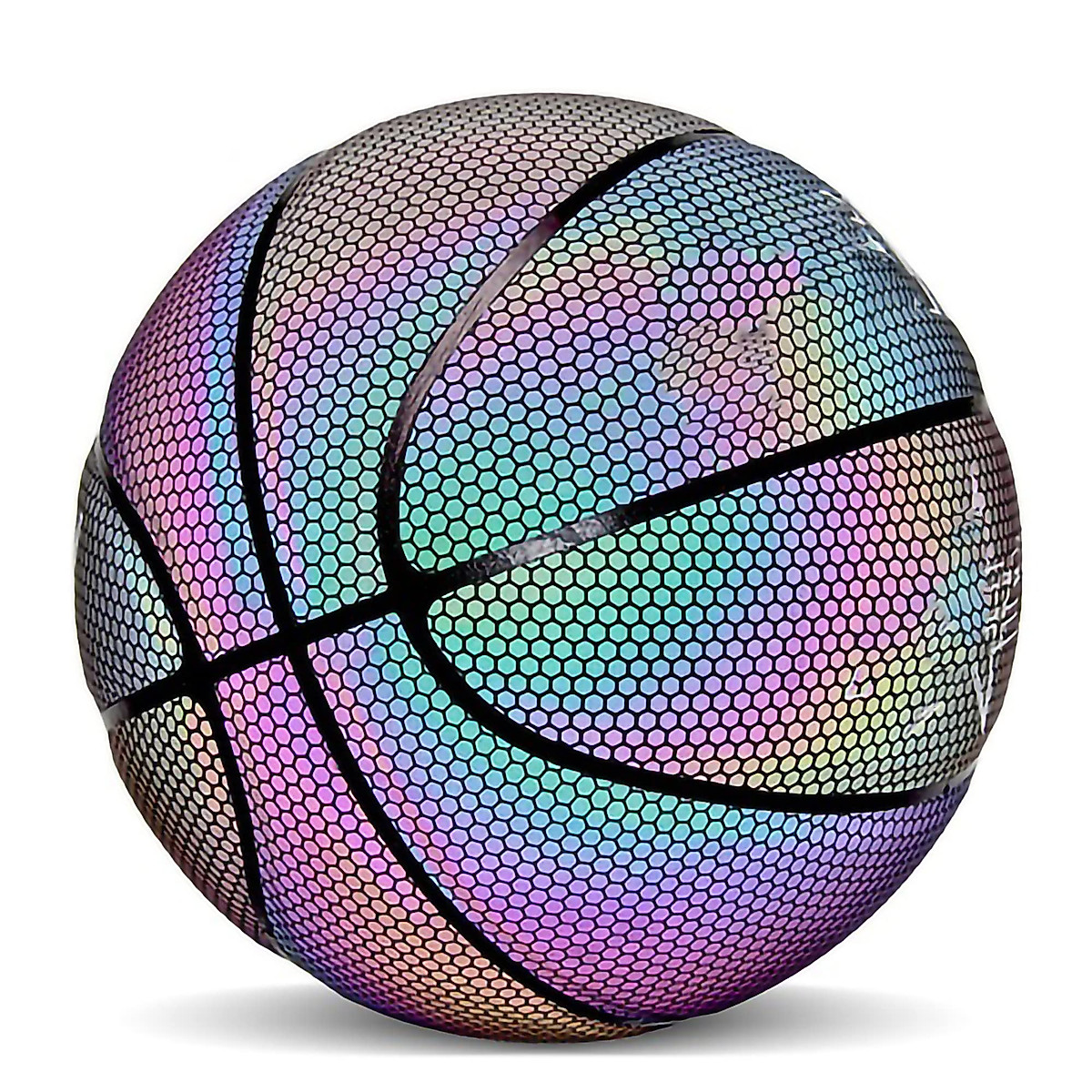 Anvirtue Holographic Reflective Basketball Ball Wear-Resistant Luminous Night Light Ball Basketball Glowing Basketball Ball with Bag Pin