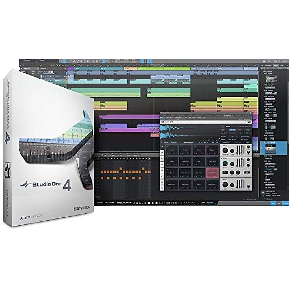 PreSonus AudioBox 96 Audio Interface Full Studio Kit w/Studio One Artist Software Pack w/Novation Launchpad X Grid Controller for Ableton Live, Eris 3.5 Pair Studio Monitors & 1/4” Instrument Cable