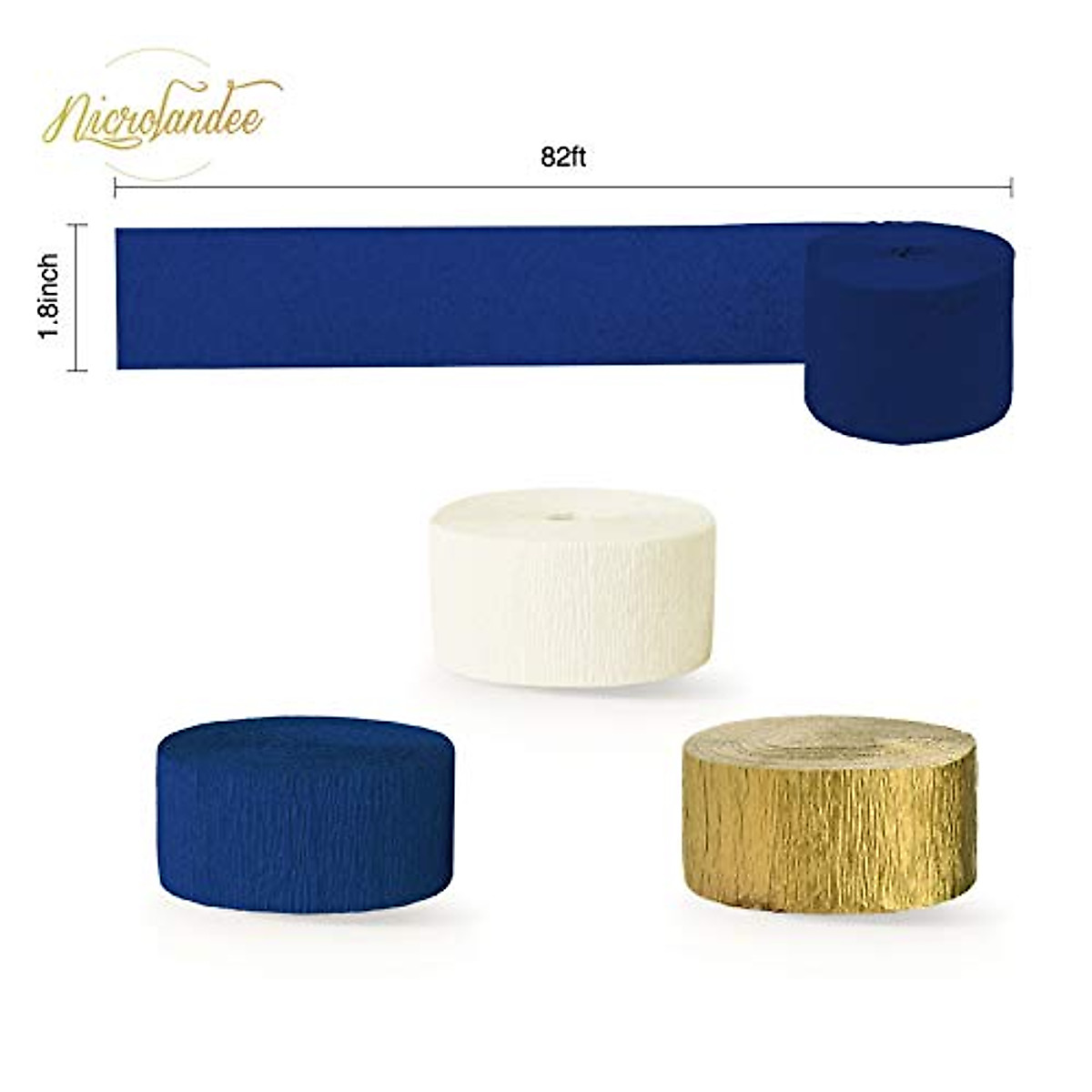 NICROLANDEE Navy Blue Party Decorations - 6Rolls Navy Blue Gold Crepe Paper Streamers Tassels Streamer Paper for Navy Party Get Ready Bridal Shower Wedding Engagement Birthday Graduation Supplies