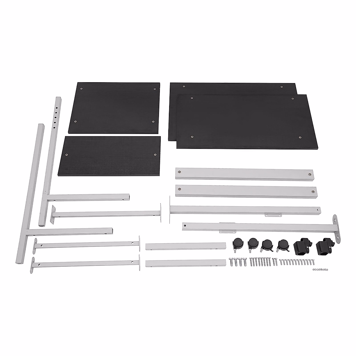 Ghankopd Mobile Laptop Computer Desk Stand Up Computer Desk Standing Workstation Rolling Desk Adjustable Height with Locking Wheels Storage and Slideout Keyboard Tray (Black, 27Inch)