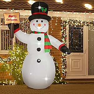 ASTEROUTDOOR 8ft Christmas Inflatable Decorations Built-in LED Outdoor Yard Lawn Lighted for Holiday Season, Quick Air Inflated, 8 Feet High, Snowman w/Board