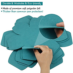 BYKITCHEN Pot and Pan Protectors, Set of 12 and 3 Different Sizes, Larger & Thicker Felt Pan Protector Pads, Cyan Pot Separators Protectors for Stacking and Protecting Your Cookware