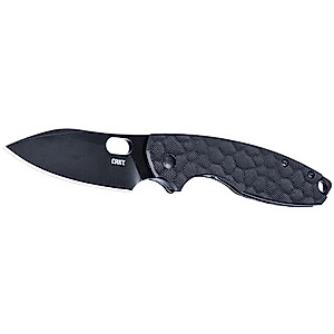 CRKT Pilar III EDC Folding Pocket Knife: Compact Everyday Carry, Black Blade with Finger Choil, Thumb Slot Open, G10 Handle, Reversible Pocket Clip 5317K