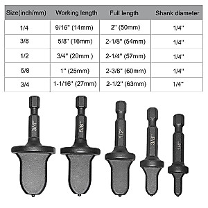 Saipe 5 Pcs Swaging Tool Drill Bit Set 1/4 Inch Hex Shank Copper Pipe Flaring Tool Tube Expander Air Conditioner Copper Pipe Swaging Flaring Tool for Copper Tubing (1/4'', 3/8'', 1/2'', 5/8'', 3/4'')