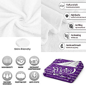 Telanbabei to My Mom Blanket Unique Love Throw Soft Blankets Birthday Gift for Women from Daughter Son on Thanksgiving, Mother’s Day，or Christmas Mom Gifts Bed Flannel Blankets Decor (Purple) 60"x50"