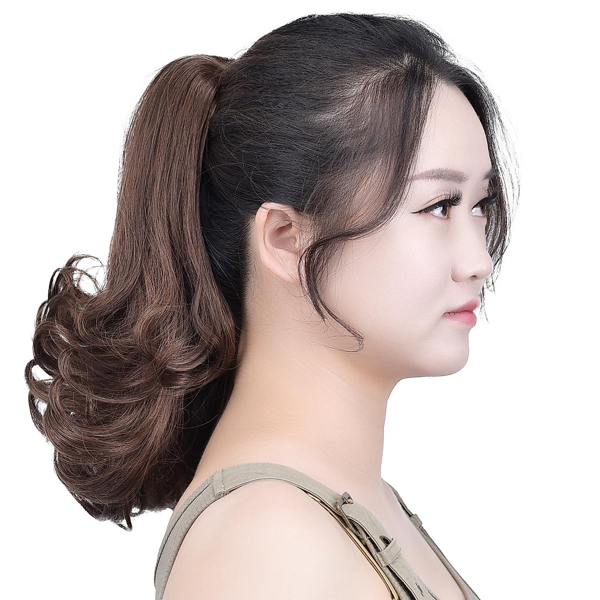 Brown Ponytail Extension,Claw Clip Ponytails 12in Curly 3.8 OZ Fake Hair Extensions Hair pieces SYXLCYGG Wig Girl Synthetic Fluffy¬ Tangled