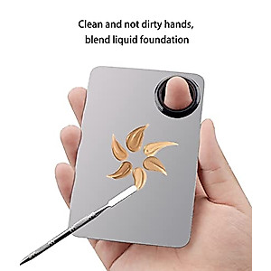 Makeup Palette, Makeup Mixing Palette, Color Mixing Tool, Artist Palette, Stainless Steel Makeup Palette For Makeup, Foundation, Nail Art, Loose Powder, Eye Shadow, Blush, Lip Gloss (2PCS)