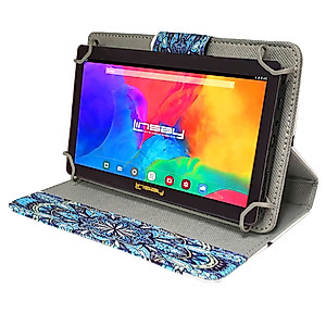 LINSAY 7" 2GB RAM 32GB Storage Android 12 Tablet with Mandala Blue Leather Case, Pop Holder and Pen Stylus