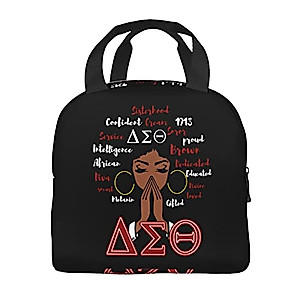 Delta-Sigma Lunch Bag Sorority Paraphernalia Gifts Reusable Lunch Box for Women Men Travel Work Hiking Black One Size