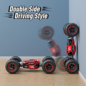 Powerextra Remote Control Car, Gesture Sensing RC Car, 4WD Transform Off Road Crawler, All Terrains Toy Stunt Car with Two Batteries, 50+ Mins Play Time for 6-12 Year Old Boys & Girls