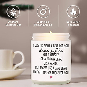 Petalsun Sister Christmas Gifts, Sister Gifts, Funny Sister Gifts from Sister Brother, Gifts for Sister, Sister Birthday Gifts, 7oz Soy Wax Lavender Scented Sister Candle