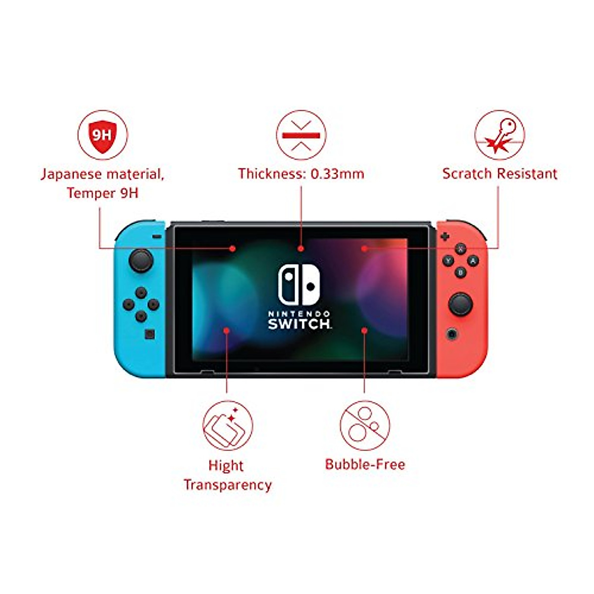 Snakebyte Tough Kit - Accessory Set Including Rubber Hard Case H9 Glass Protector Cleaning Cloth Thumb Grips Game Hard Case for Nintendo Switch - Black - Nintendo Switch