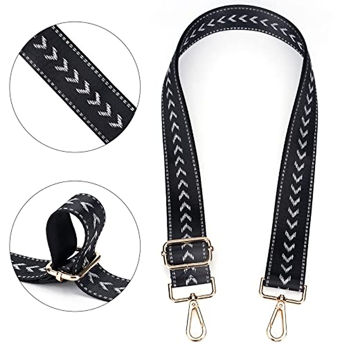 HKCLUF Women Bags Shoulder Strap Wide Purse Strap Adjustable Replacement Straps for Handbags Crossbody Bucket Shoulder Bag Replacement Belt(Black)